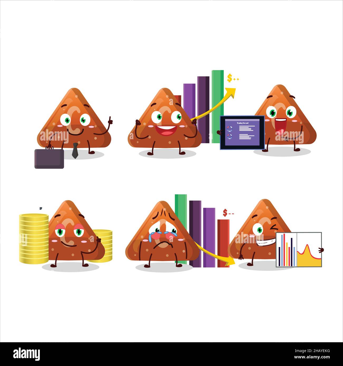 Orange gummy candy C character designs as a trader investment mascot ...