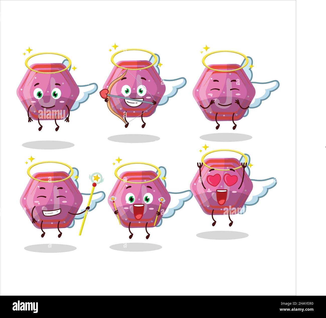 Pink gummy candy j cartoon designs as a cute angel character. Vector ...