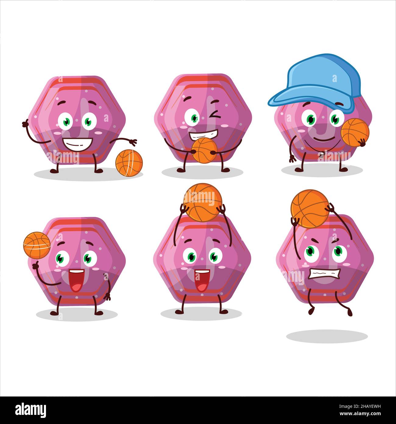 Talented pink gummy candy j cartoon character as a basketball athlete ...