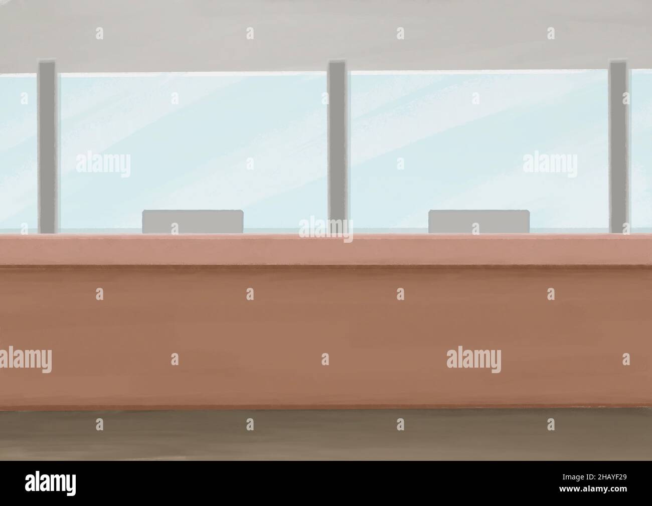 Service counter, a digital painting of one stop service desk for bank ...