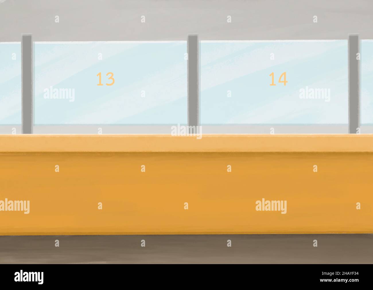 Service counter, a digital painting of one stop service desk for bank ...