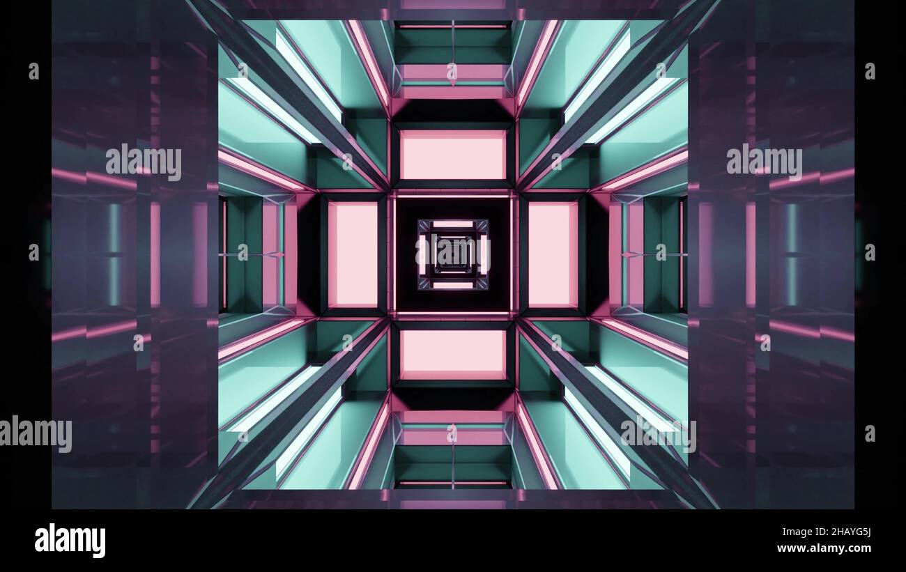 3D rendering of futuristic kaleidoscopic patterns background in pink ...