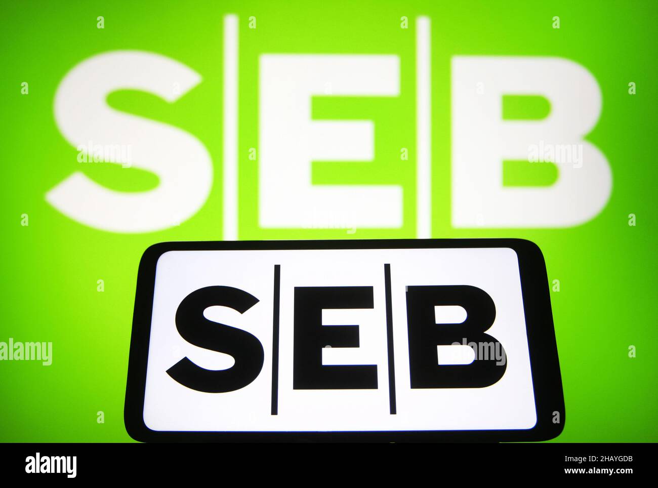 In this photo illustration, Skandinaviska Enskilda Banken AB (SEB Group ...