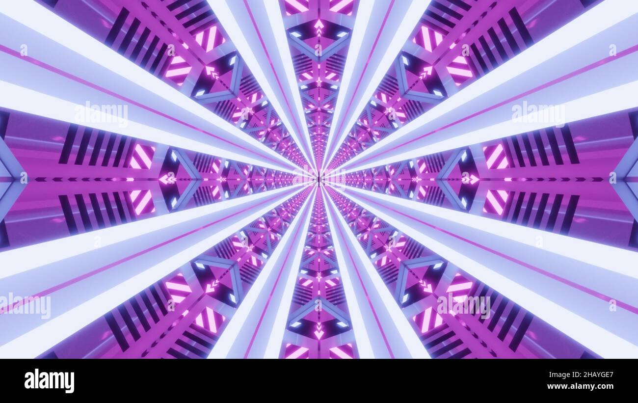 3D rendering of futuristic kaleidoscopic patterns background in vibrant ...