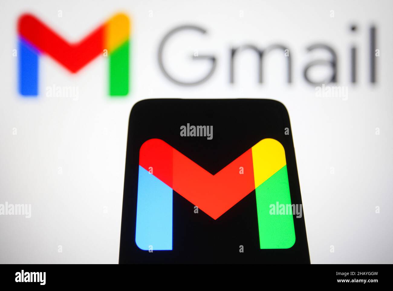 In this photo illustration, Google Gmail logo of a free email service provided by Google seen ...