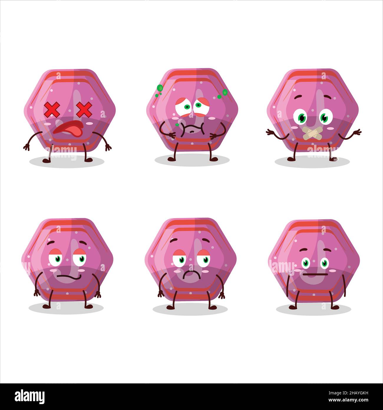 Pink gummy candy j cartoon character with nope expression. Vector ...
