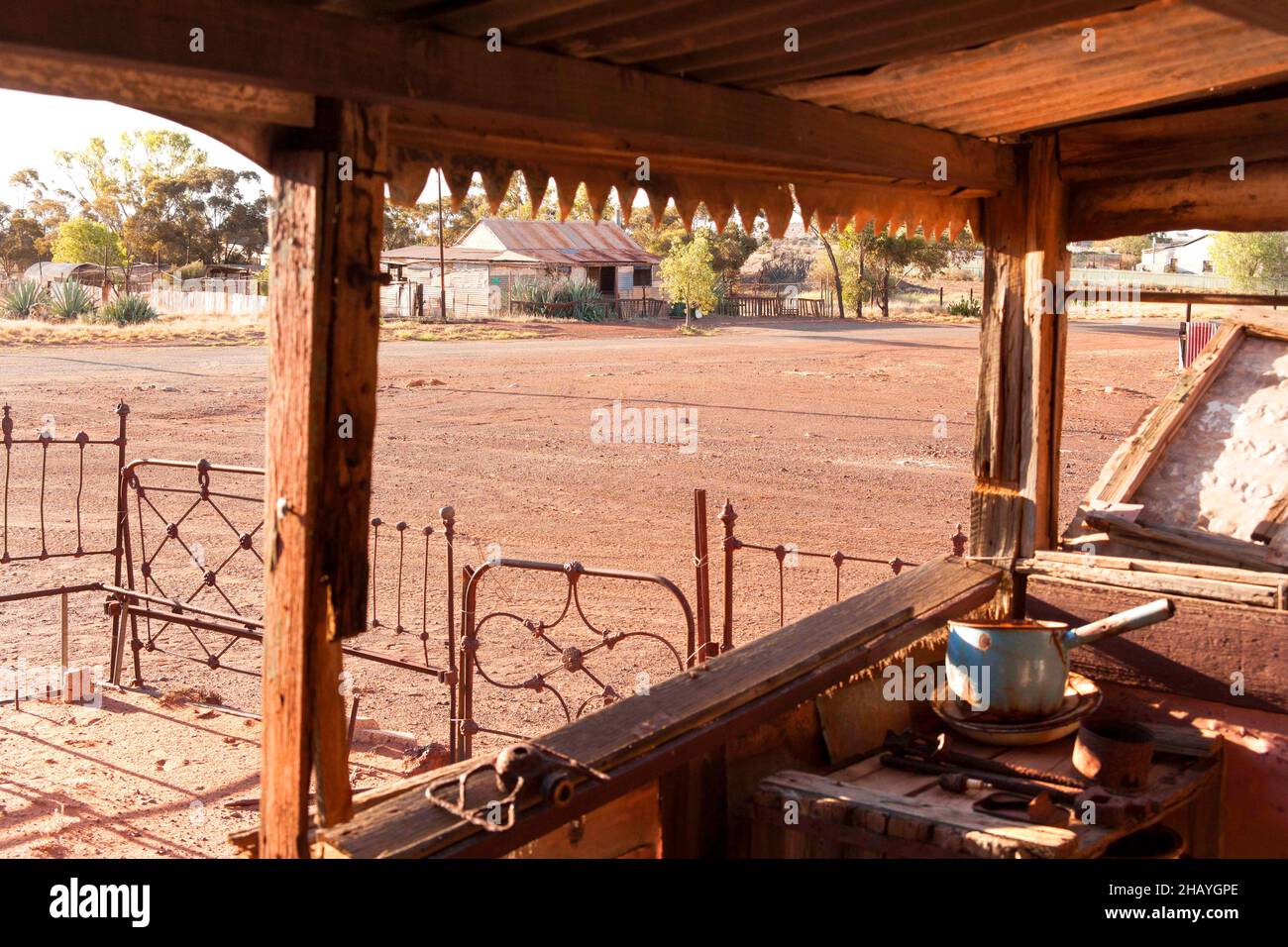 Corrugated iron house of the historical gold mining town Gwalia ...