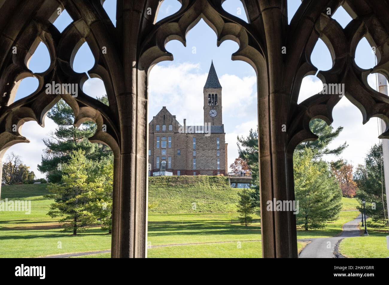 Ithaca, New York, November 2, 2019: McGraw Clock Tower, on the Cornell ...