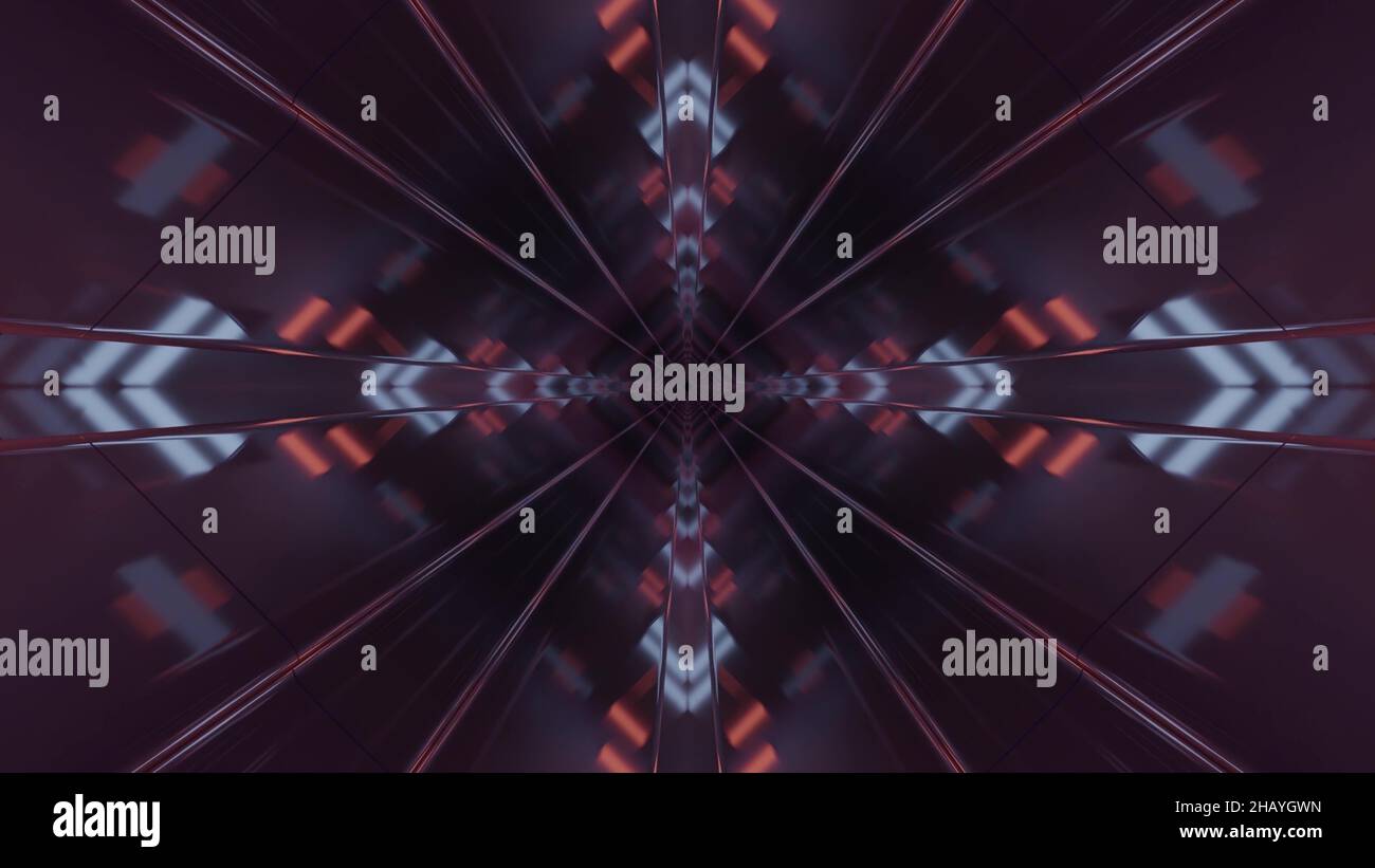 3D rendering of futuristic kaleidoscopic patterns background in vibrant ...