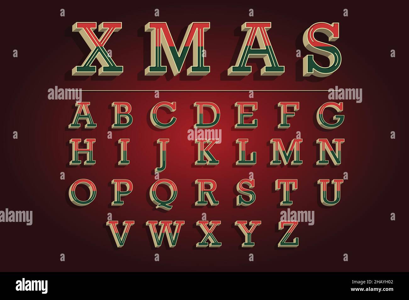 vintage christmas alphabet pack vector design illustration Stock Vector ...