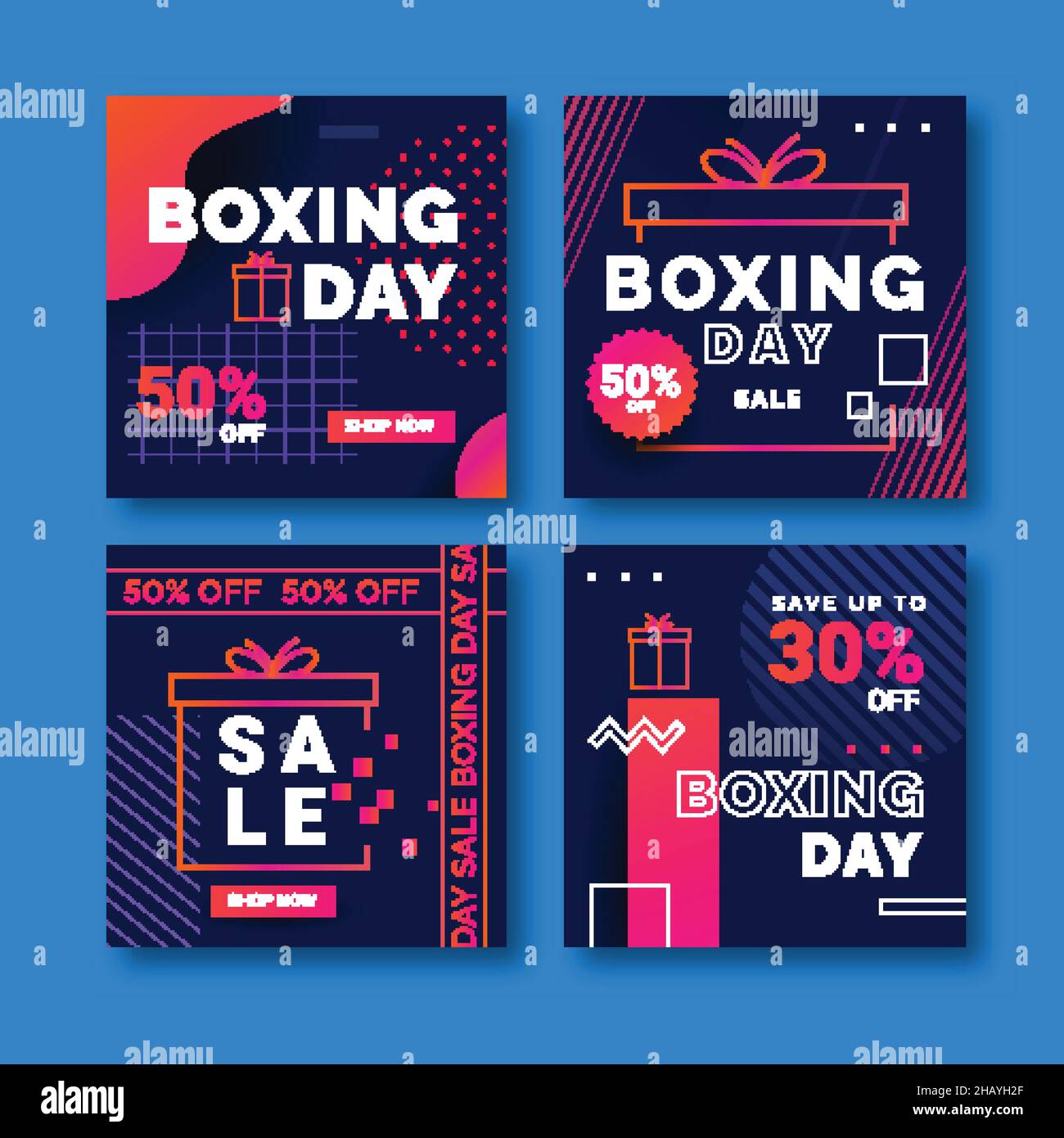 boxing day sale instagram post collection vector design illustration ...