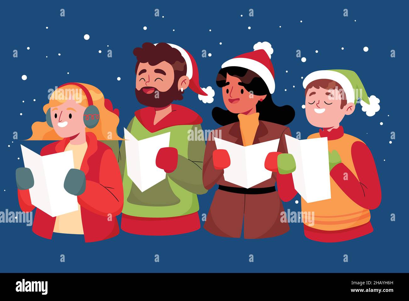 choir people singing christmas carol vector design illustration Stock ...