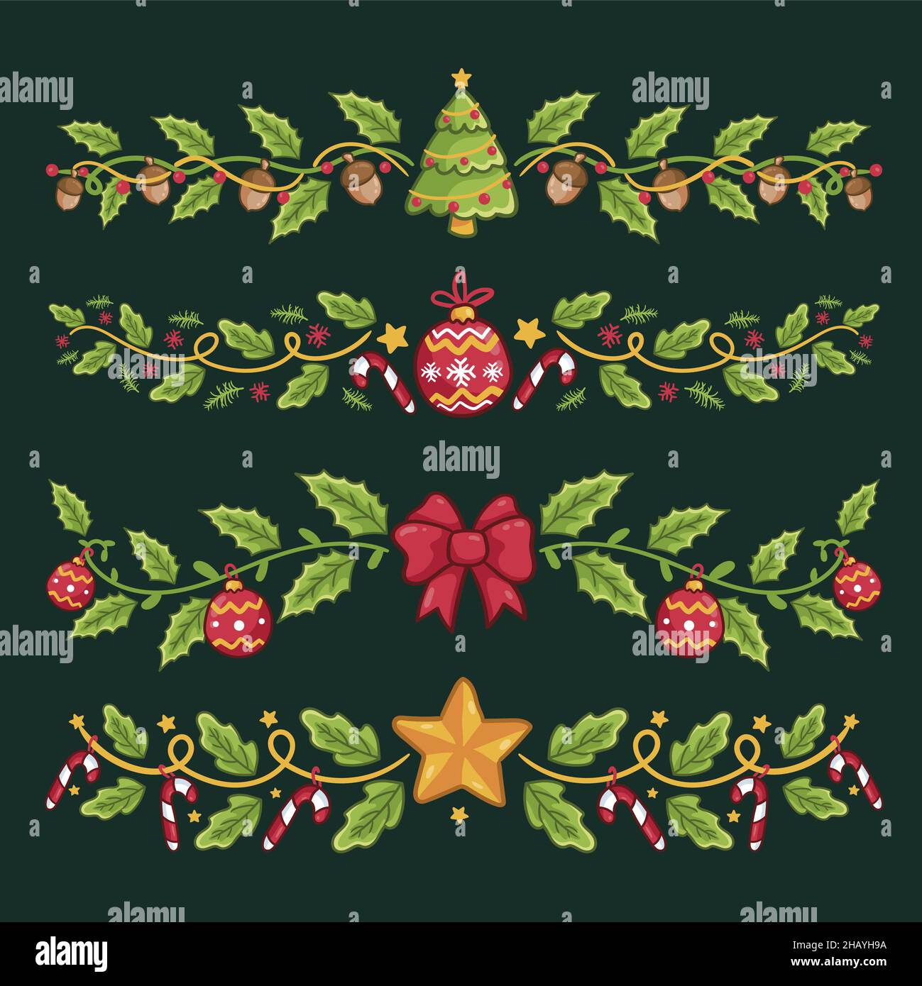 hand drawn christmas decorations vector design illustration Stock ...