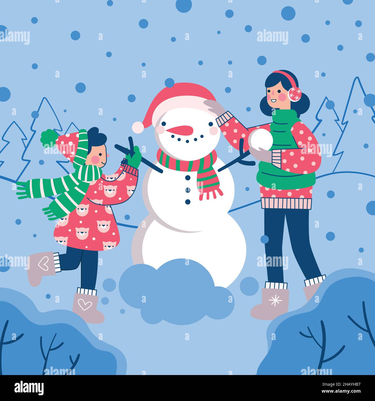 christmas snow scene vector design illustration Stock Vector Image ...