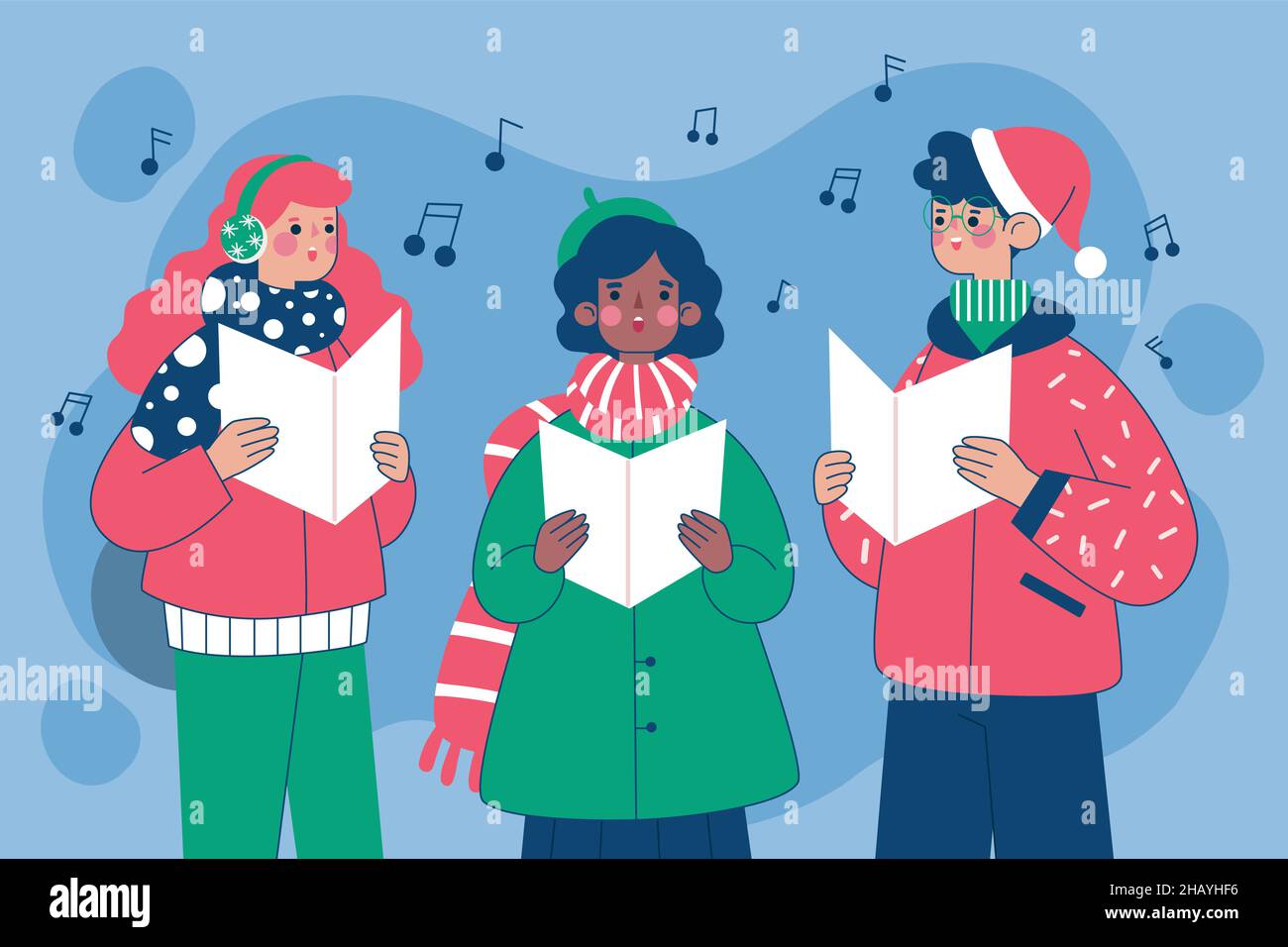 choir people singing christmas carol vector design illustration Stock ...