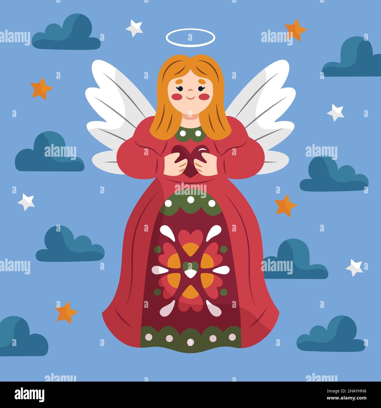 hand drawn christmas angel vector design illustration Stock Vector ...