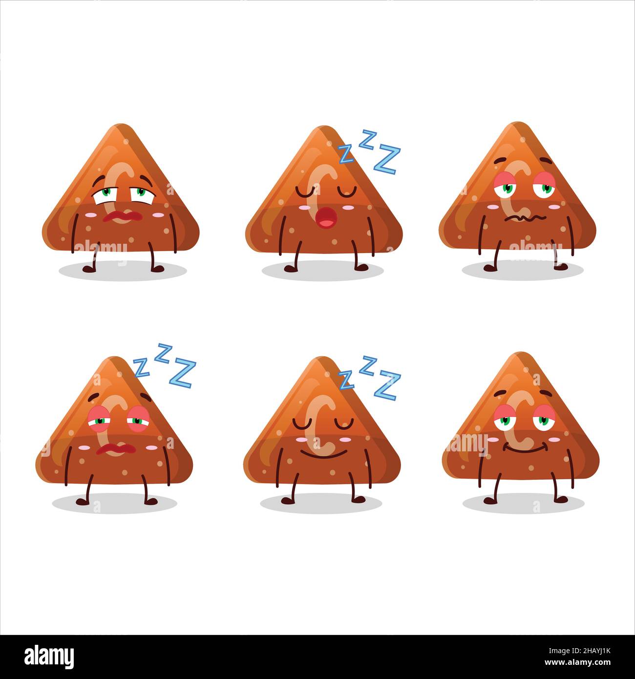 Cartoon character of orange gummy candy C with sleepy expression ...