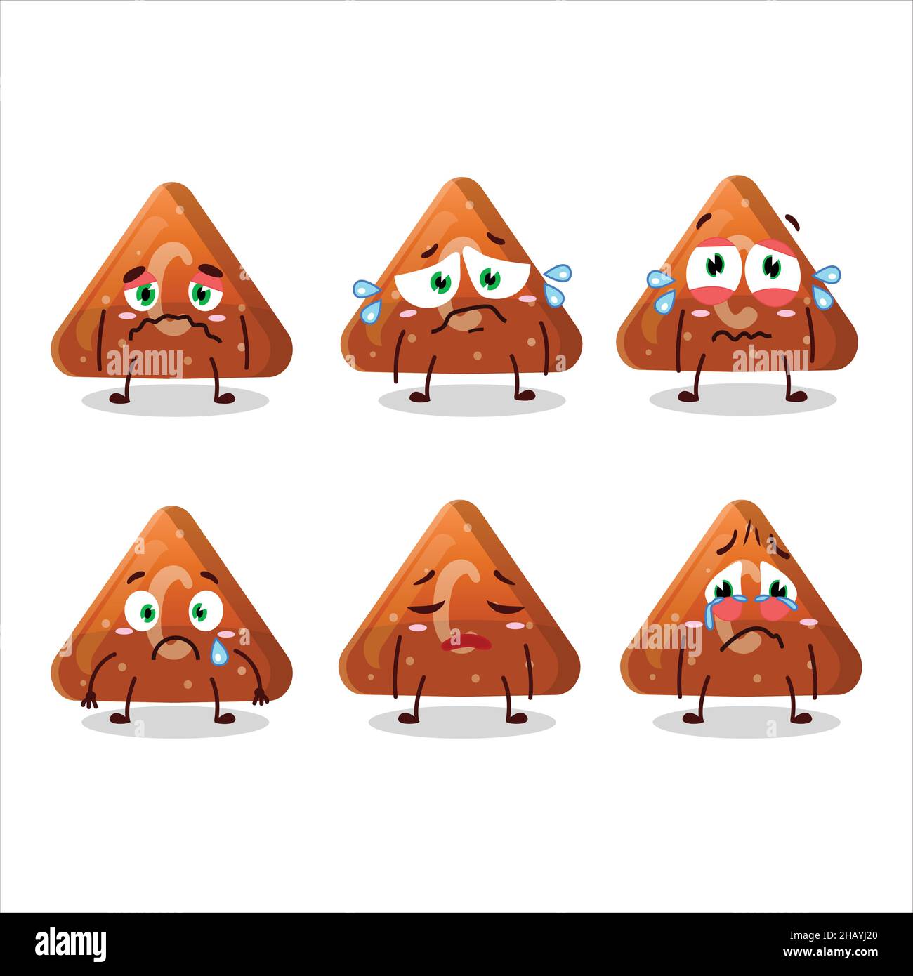 Orange gummy candy C cartoon character with sad expression. Vector ...