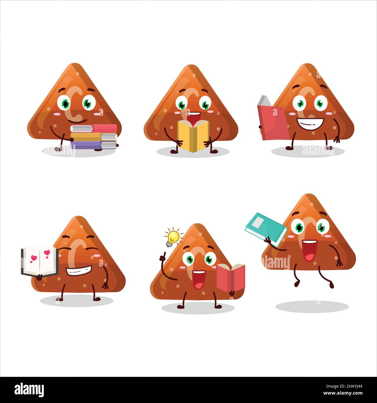 A picture of orange gummy candy C cartoon character concept reading an ...