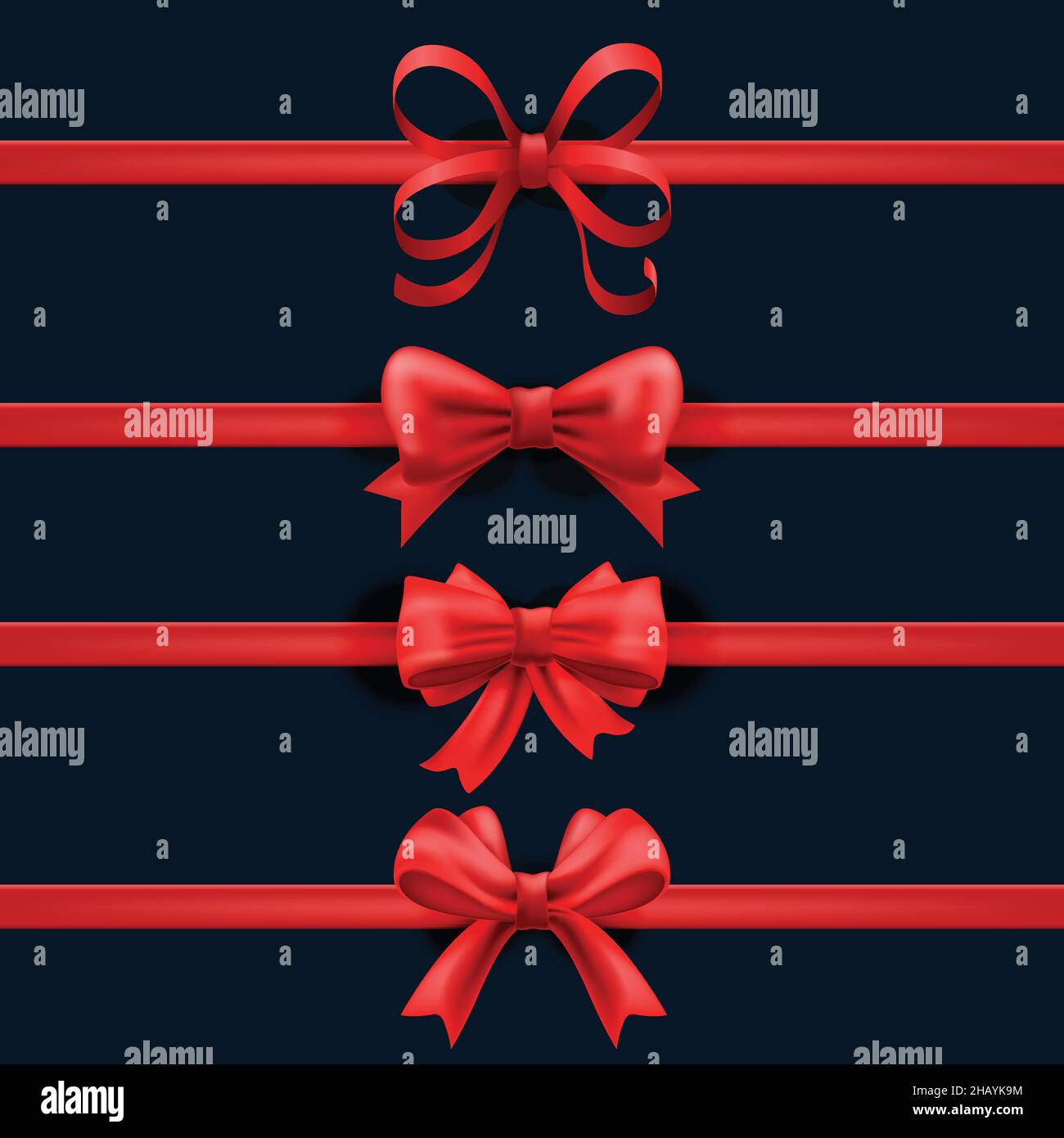realistic christmas ribbon collection vector design illustration Stock ...