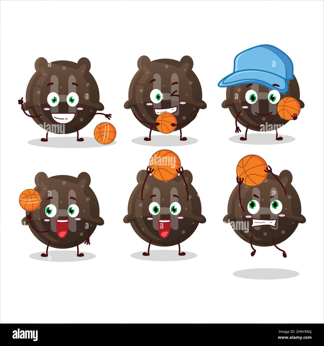 Talented chocolate gummy candy H cartoon character as a basketball ...