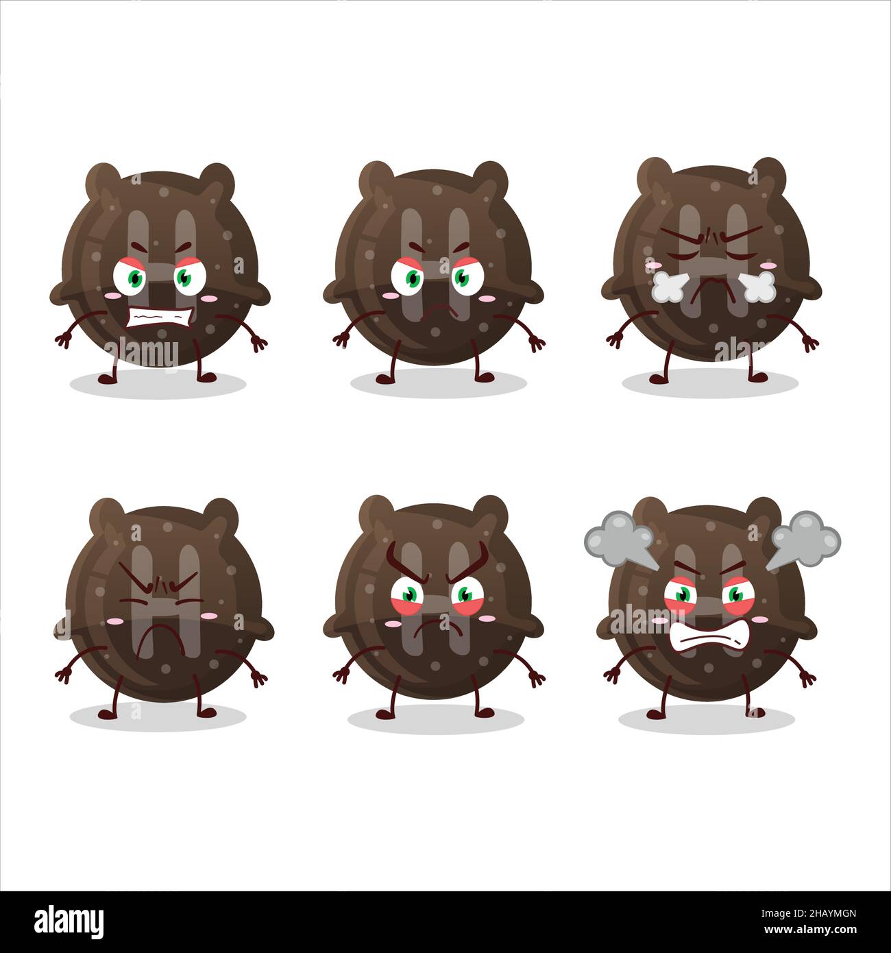 Chocolate gummy candy H cartoon character with various angry ...