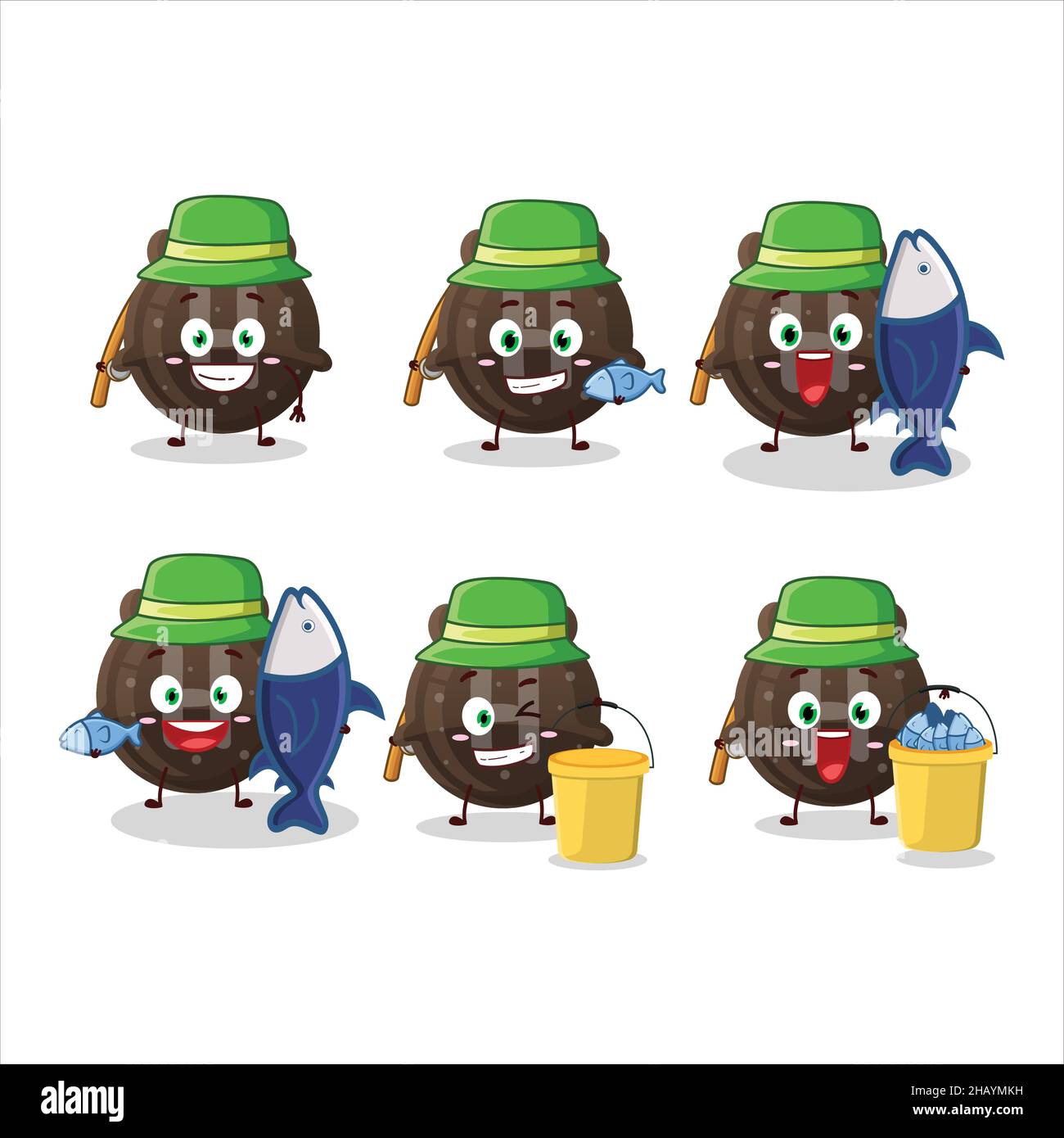 A fisherman chocolate gummy candy H cartoon picture catch a big fish ...