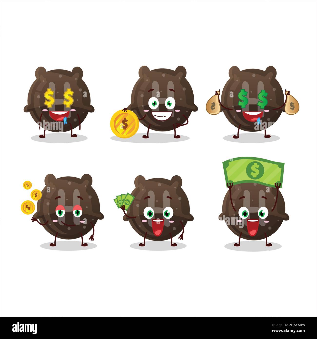 Chocolate gummy candy H cartoon character with cute emoticon bring ...