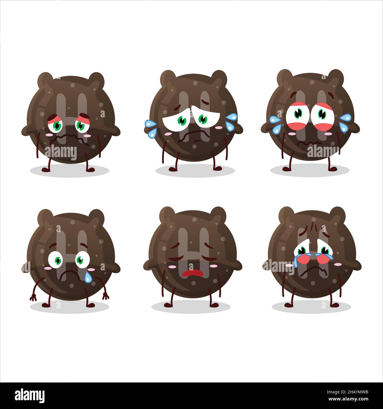 Chocolate gummy candy H cartoon character with sad expression. Vector ...