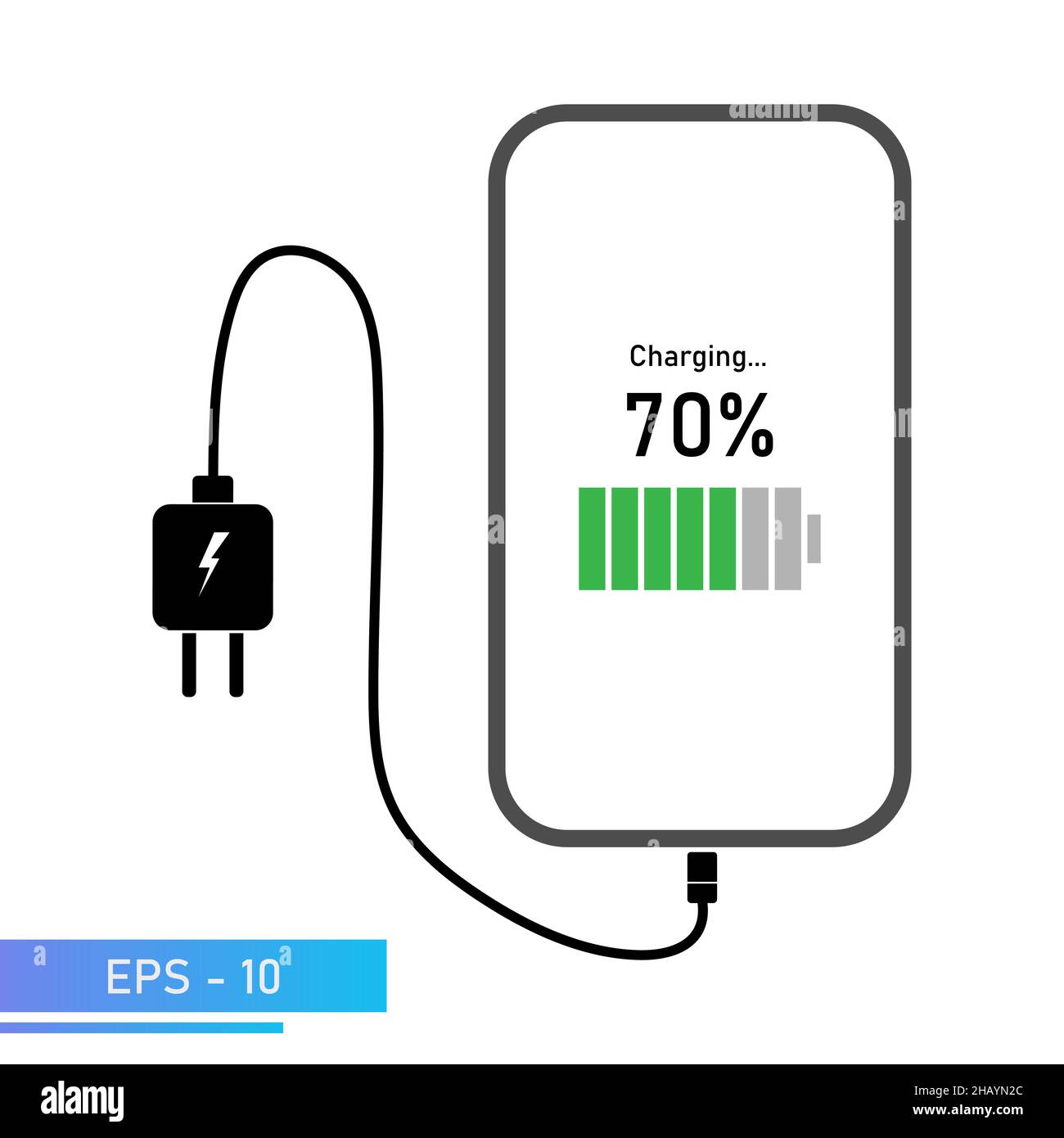 The smartphone is charged from the power supply. Indication of the ...