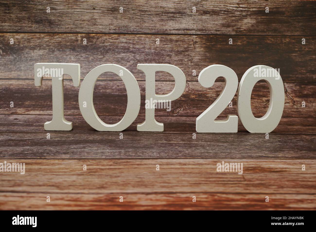 Top 20 word alphabet letters on wooden background Stock Photo - Alamy