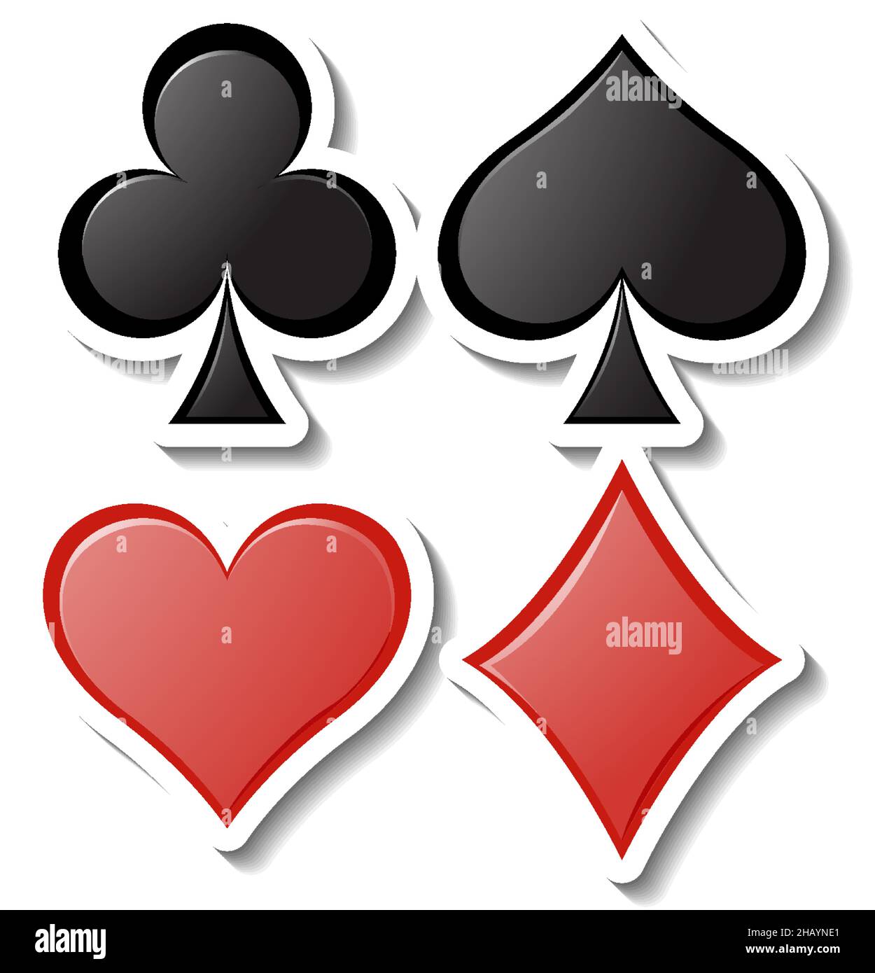 Playing card symbols sticker on white background illustration Stock ...