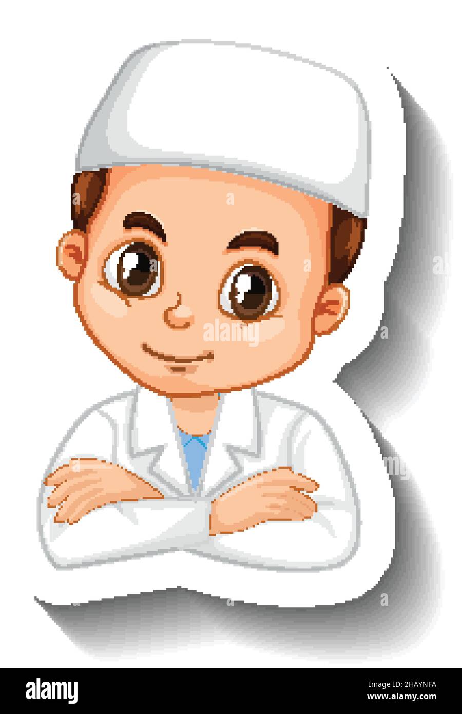 Muslim scientist boy cartoon character sticker illustration Stock ...