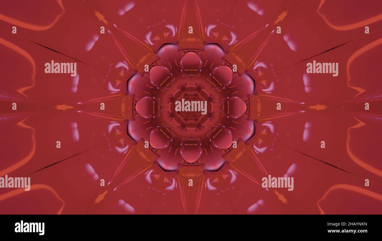 3D rendering of futuristic mandala patterns background in dark crimson ...