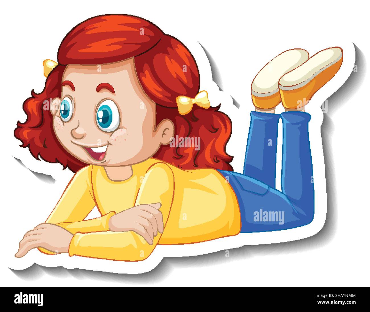 A girl laying on the floor cartoon character illustration Stock Vector ...