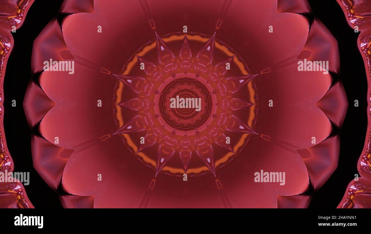 3D rendering of futuristic mandala patterns background in dark crimson ...