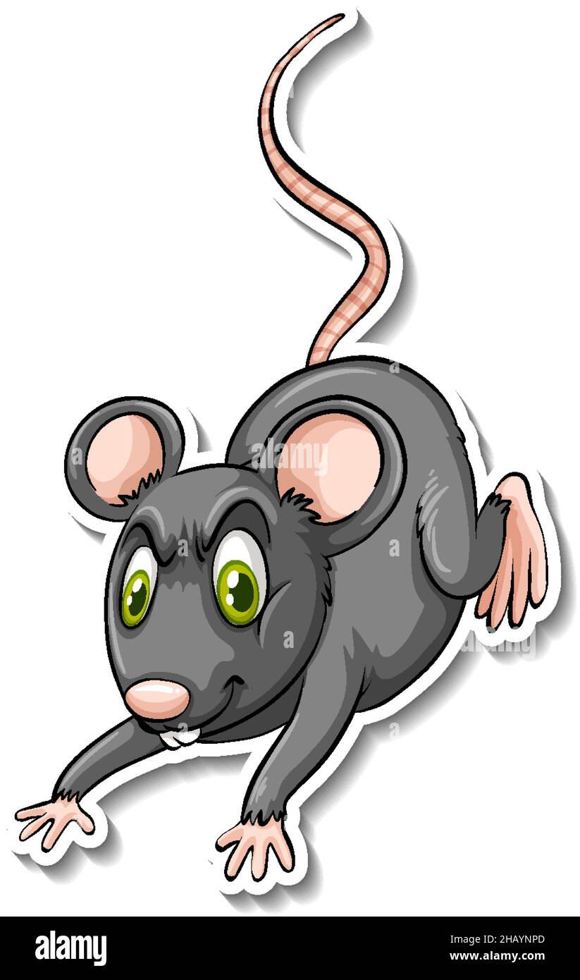 A grey rat animal cartoon sticker illustration Stock Vector Image & Art ...