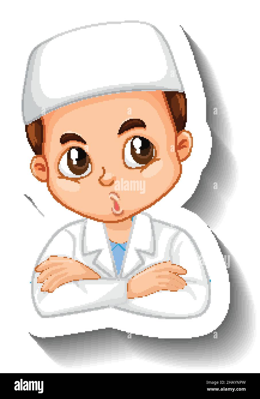 Muslim scientist boy cartoon character sticker illustration Stock ...