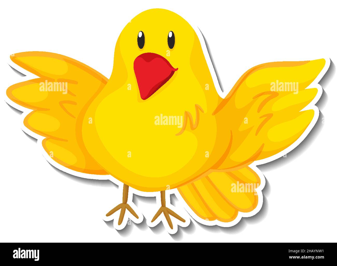 Little yellow bird animal cartoon sticker illustration Stock Vector ...
