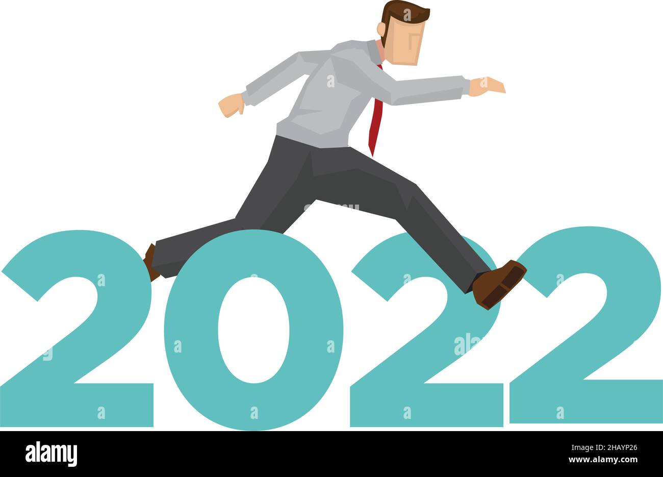 Business man jump over 2022. Success new year concept or reaching out ...