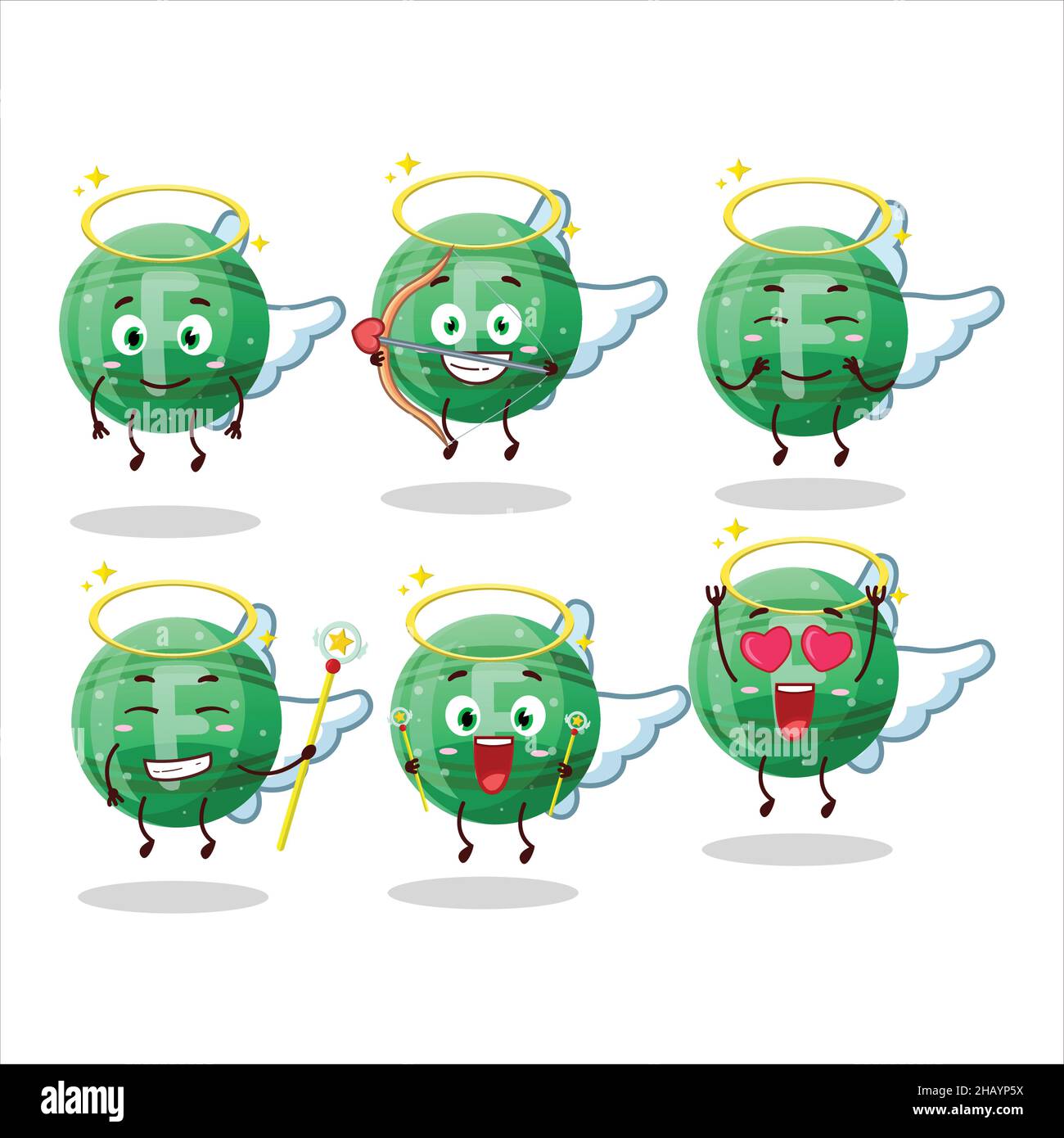 Green Gummy Candy F Cartoon Designs As A Cute Angel Character Vector