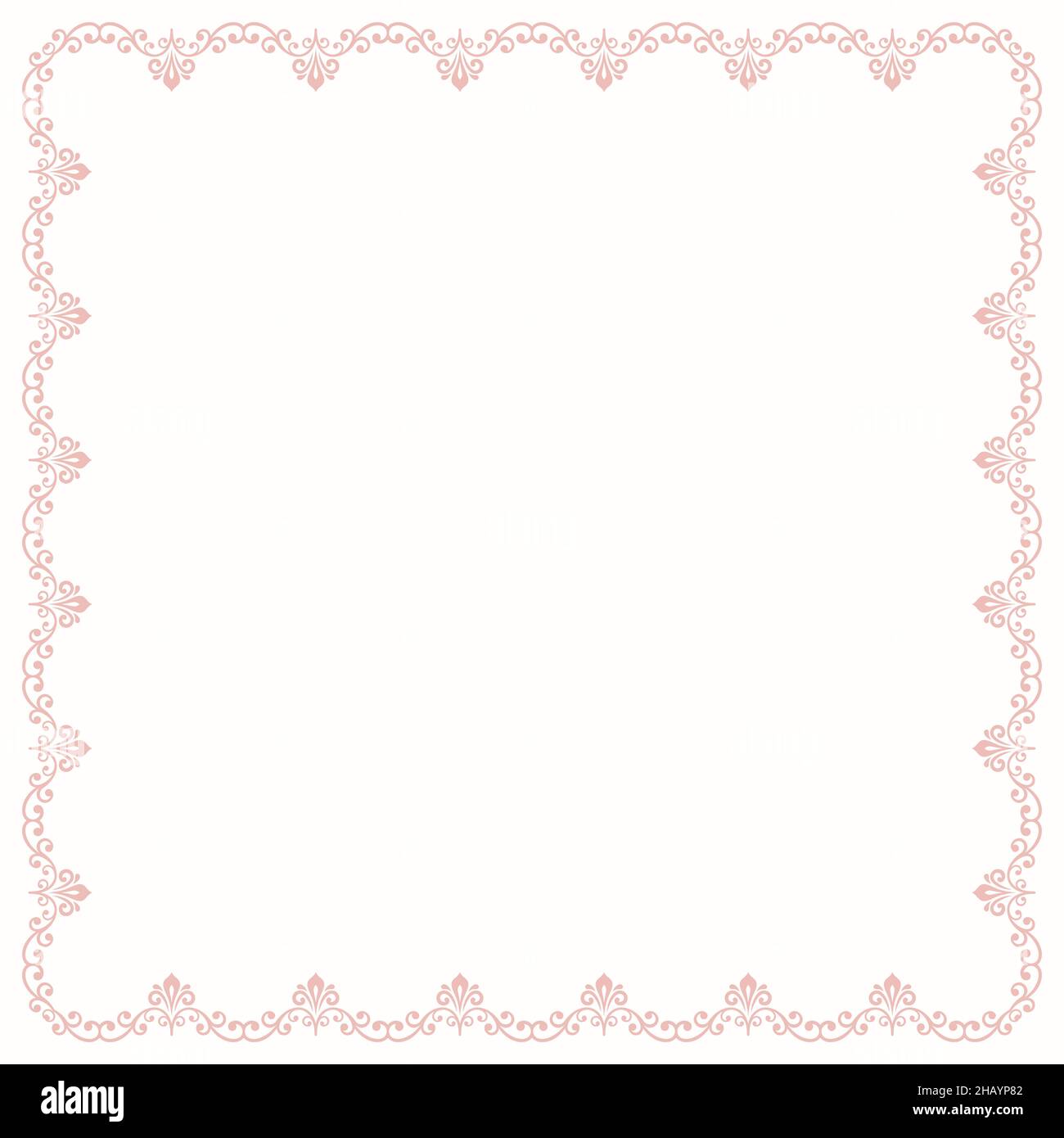Classic square pink frame with arabesques and orient elements. Abstract ...