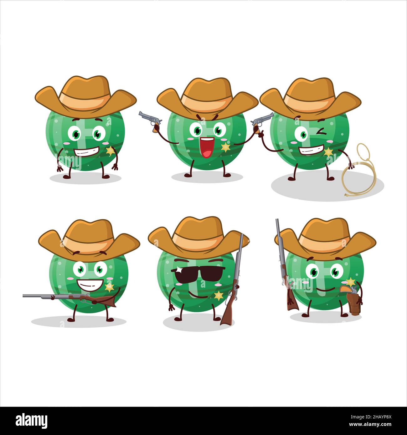Cool cowboy green gummy candy F cartoon character with a cute hat ...