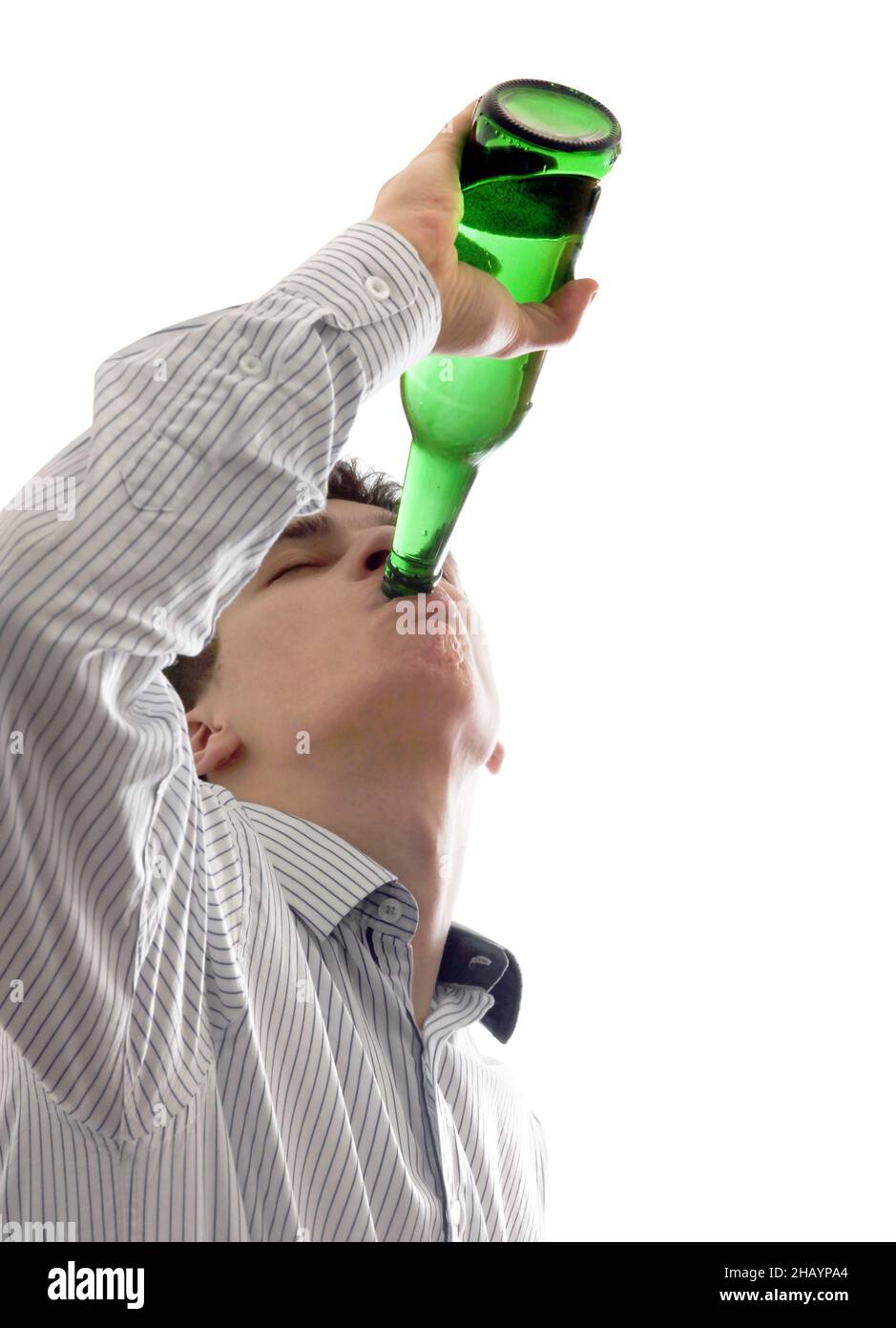 Teenager drinks a Beer on the White Background Stock Photo - Alamy