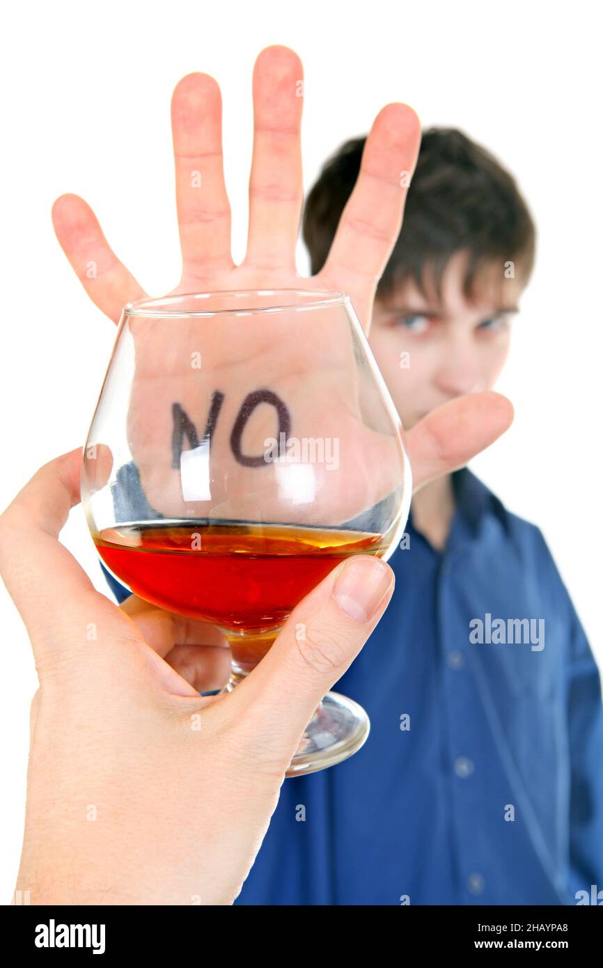 Teenager refuses Alcohol Isolated on the White Background Stock Photo ...