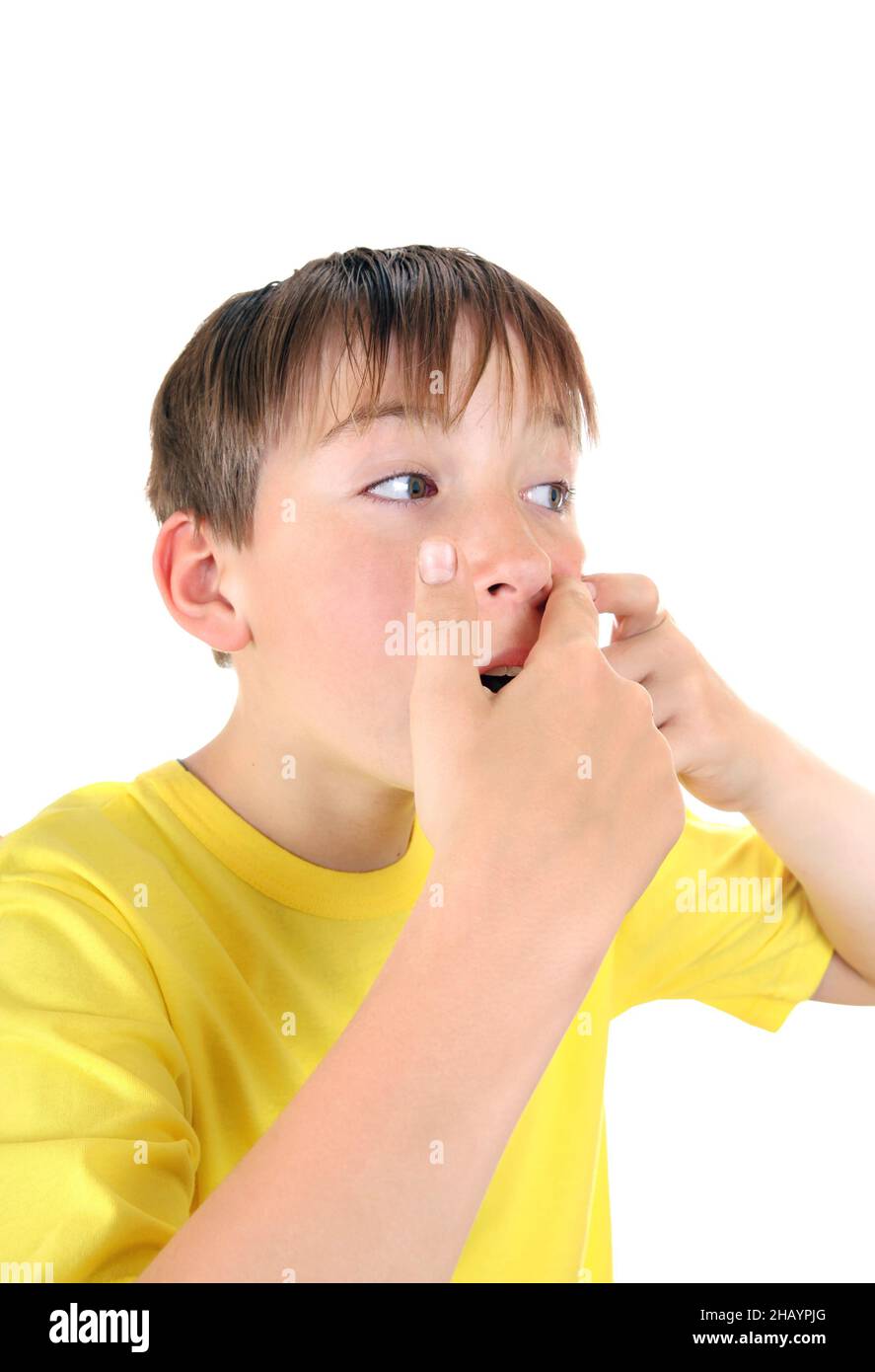 Kid with Pimple Isolated on the White Background Stock Photo - Alamy