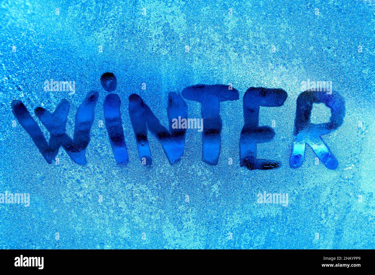 Handwritten Inscription "Winter" on the Ice Stock Photo - Alamy