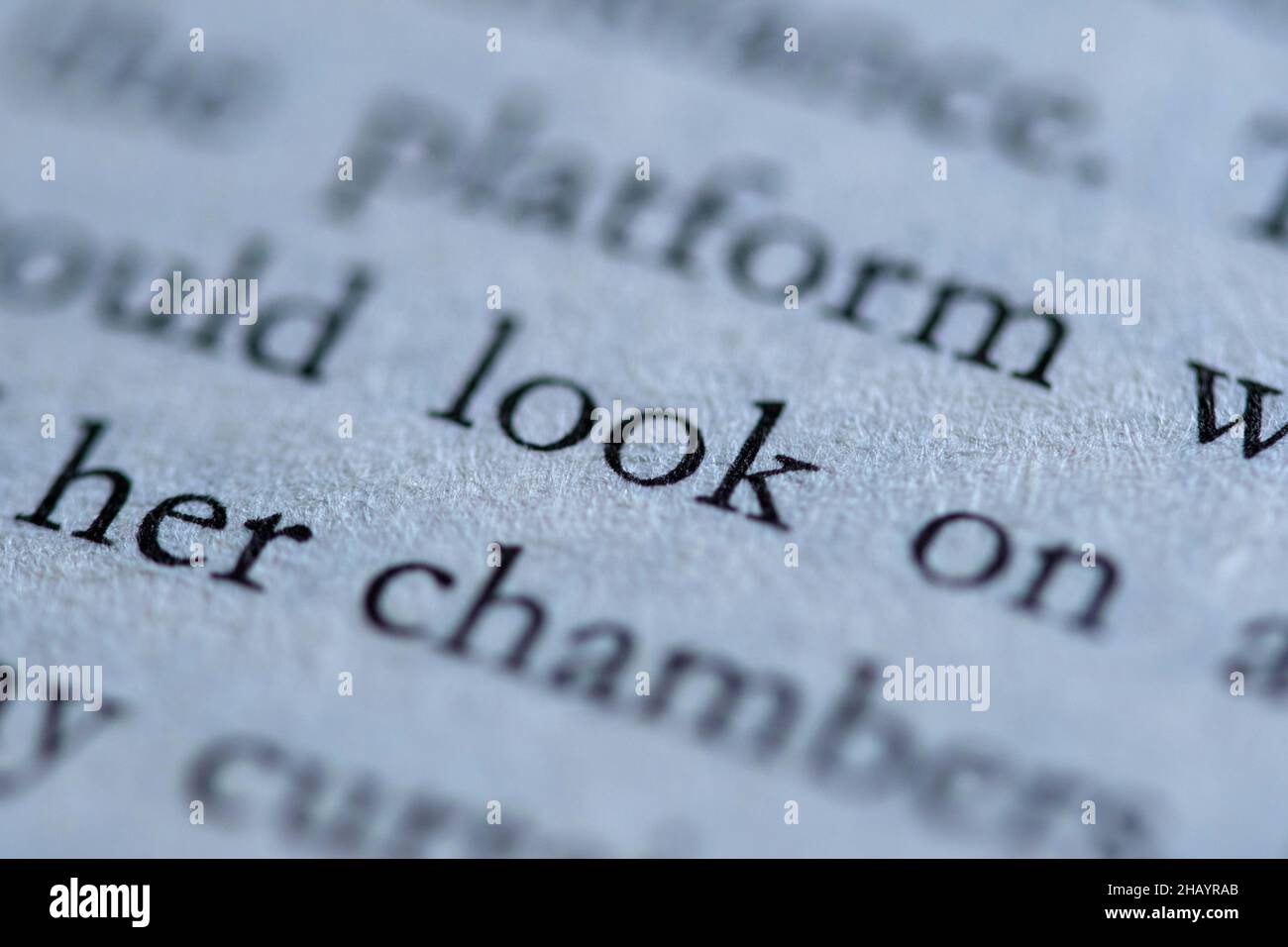 Shallow depth of field in a Book showing words Stock Photo - Alamy