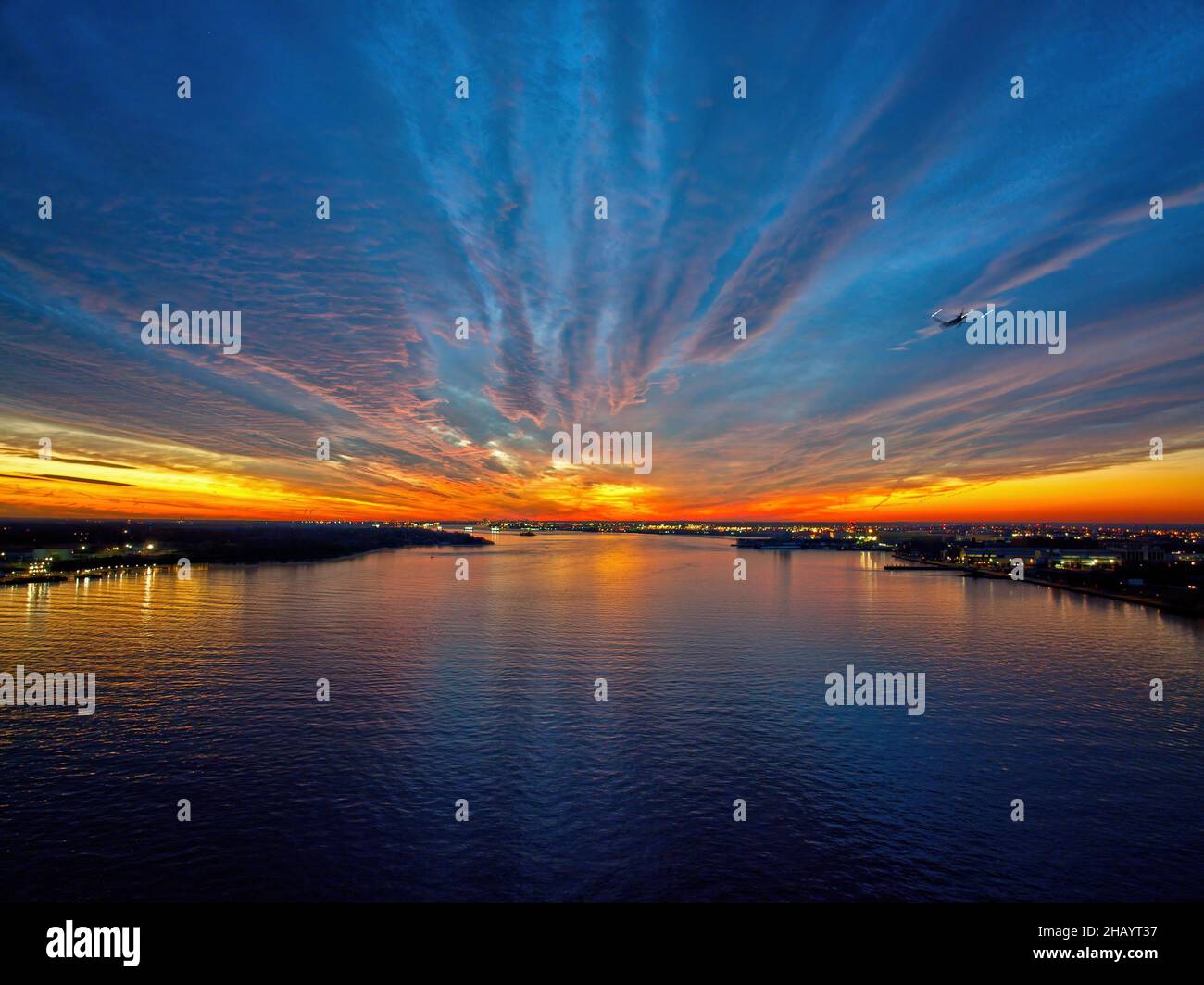 Aerial View of a Dramatic Sunset Fire Sky Stock Photo - Alamy
