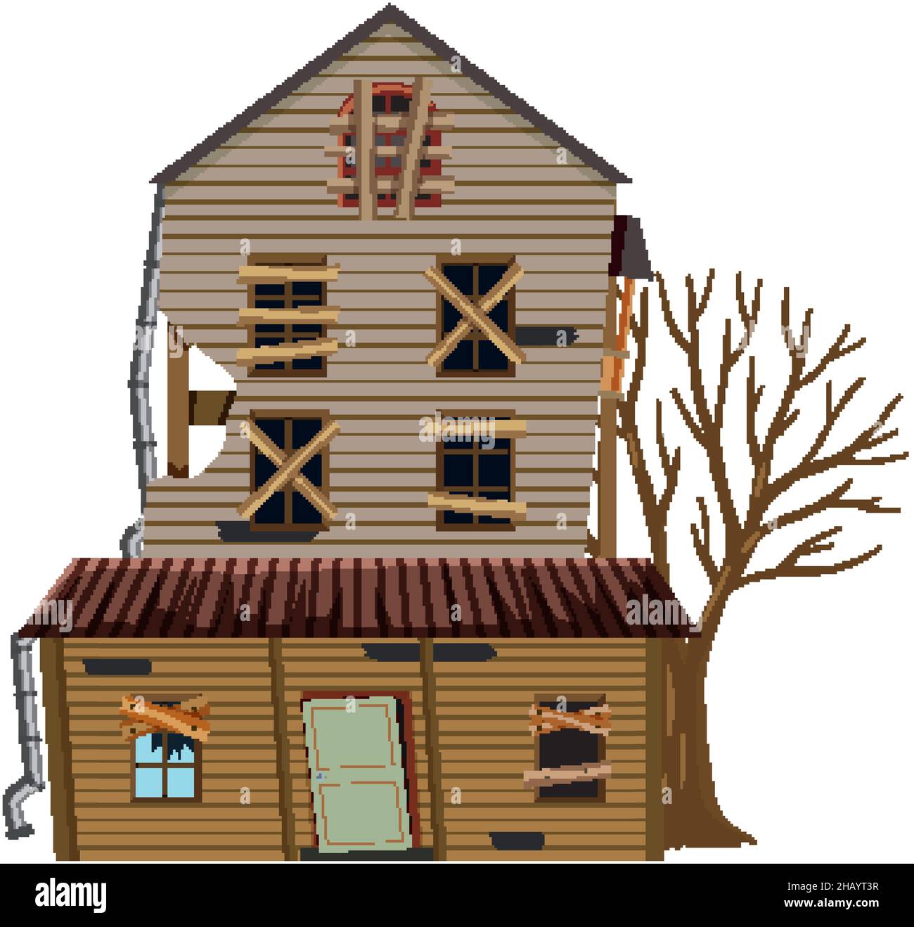 Abandoned house on white background illustration Stock Vector Image ...